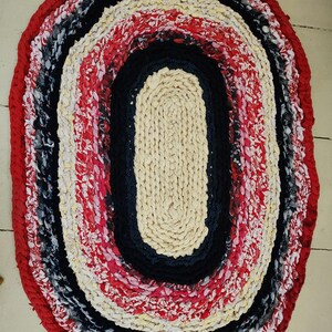 Crocheted Rag Rug, Small Oval Rug, Upcycled Handmade Rug - Etsy