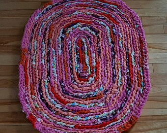 Pink Oval Rag Rug - Etsy