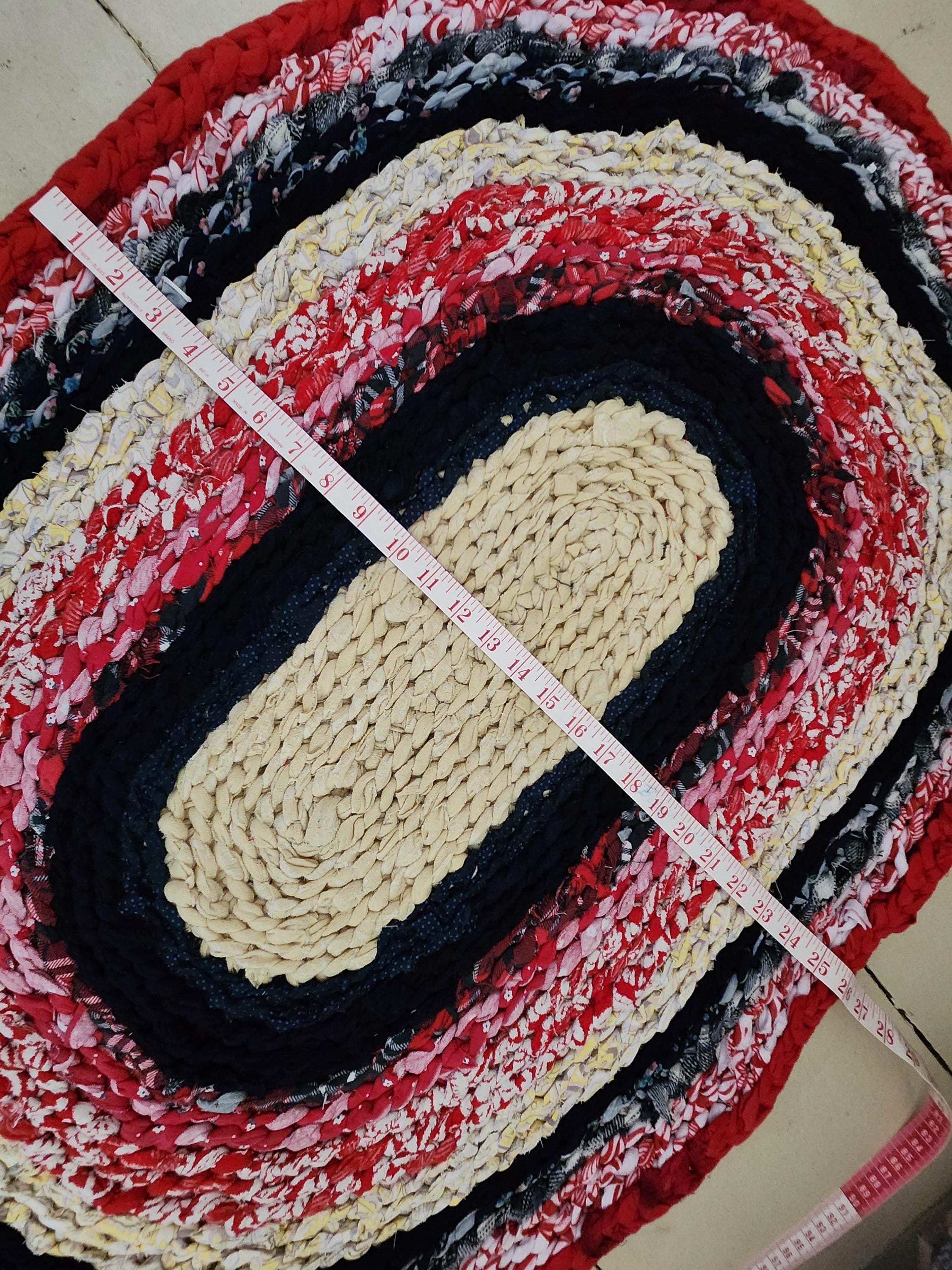 Crocheted Rag Rug, Small Oval Rug, Upcycled Handmade Rug - Etsy