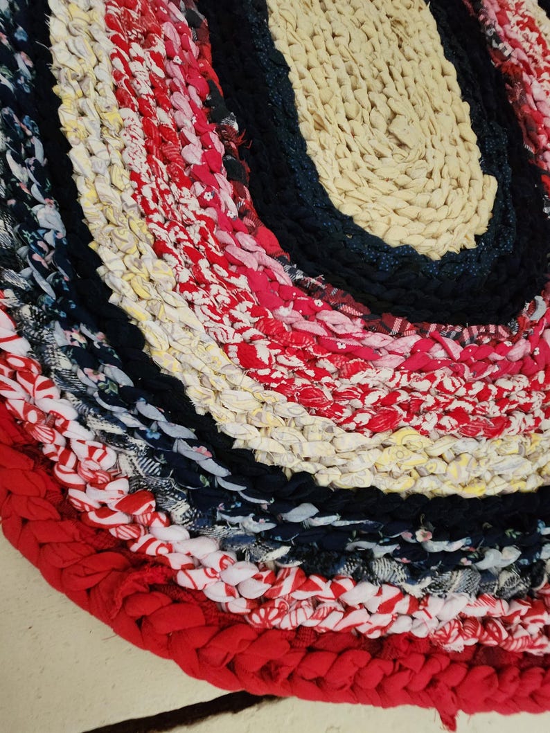 Crocheted Rag Rug, Small Oval Rug, Upcycled Handmade Rug - Etsy