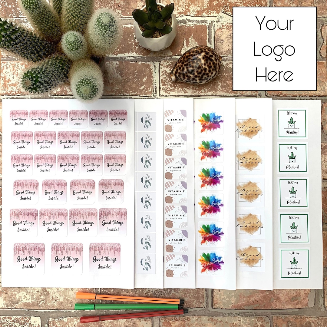Square Stickers Labels Personalised Logo Design Custom Stationary Thank ...