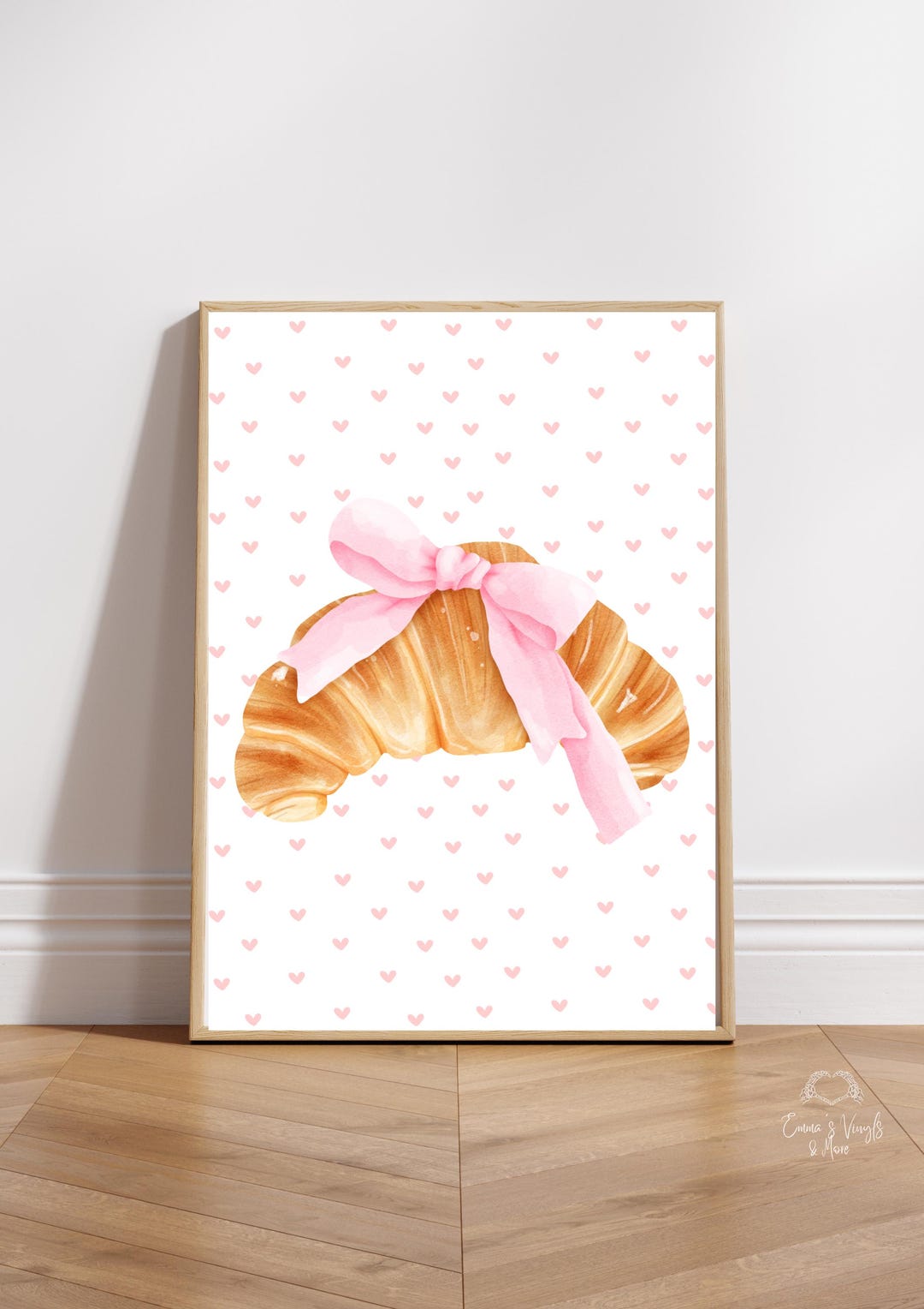 Digital File PNG A4 Croissant Bow Hearts Design - Etsy