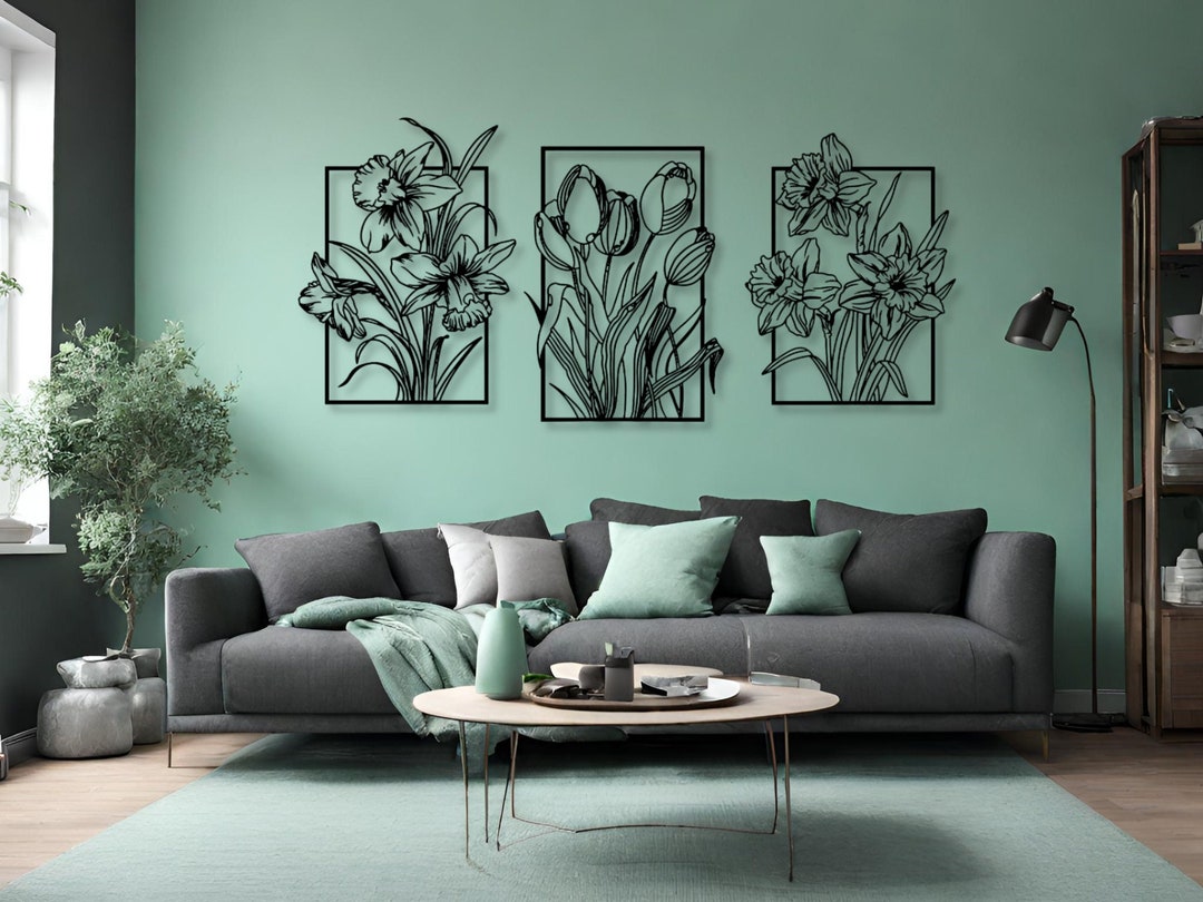 Tulip Flower Wall Decor Set of 3, Spring Flower Boho Home Decor ...