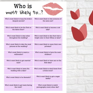 Bachelorette Party Game Who is Mostly Likely To Funny, Wedding Related ...