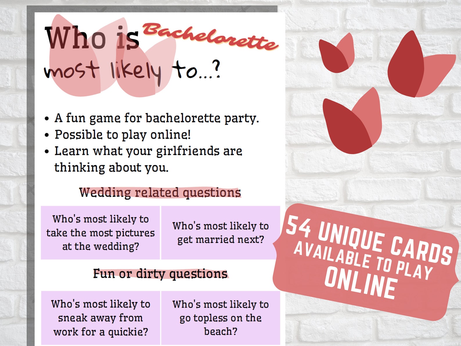 Bachelorette Party Game Who is Mostly Likely To Funny, Wedding Related ...