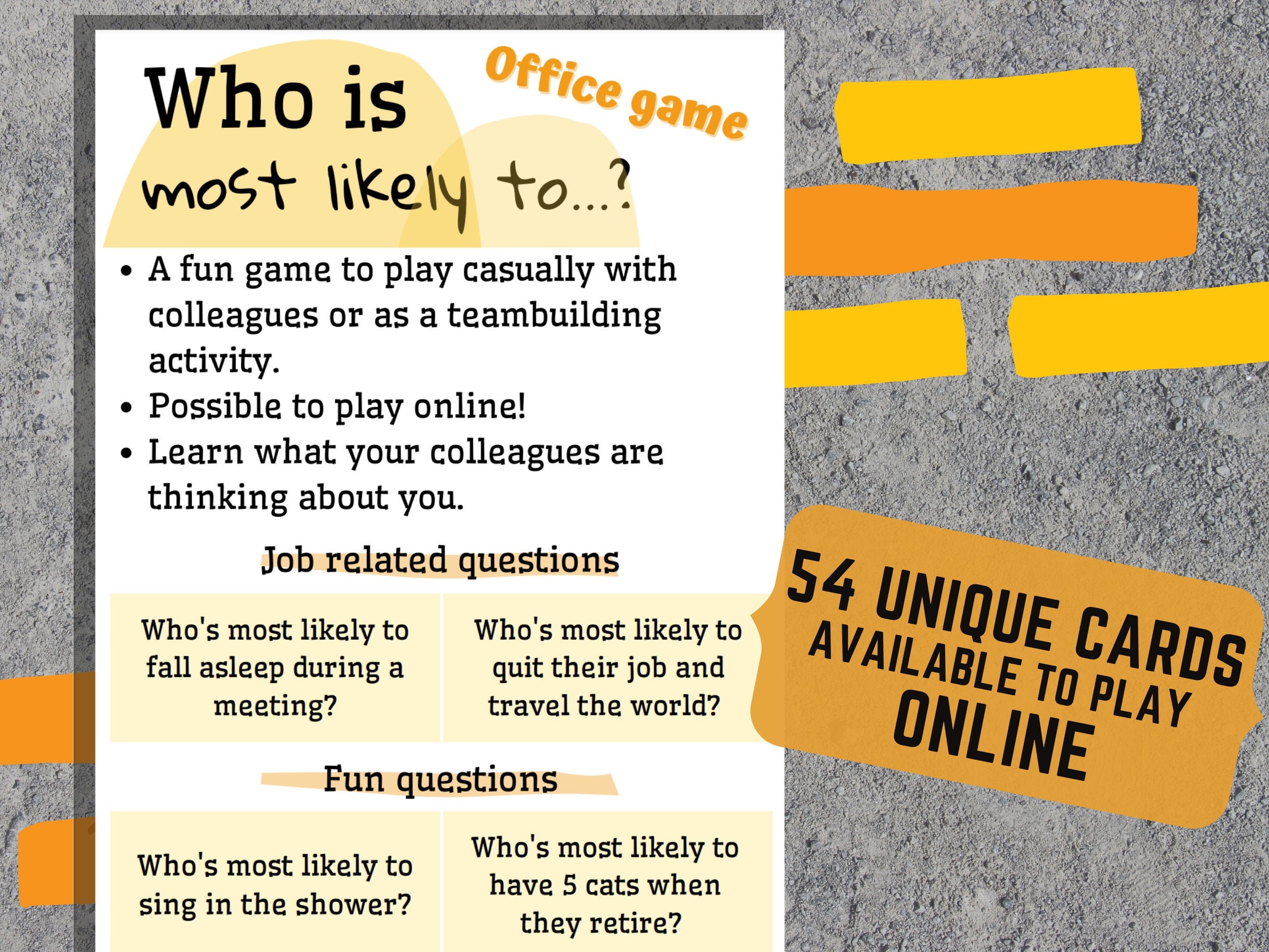 Teambuilding Printable Game Who is Most Likely To/ Available to Play ...