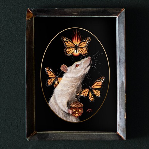 White Rat With Monarch Butterflies Gothic Home Decor - Etsy