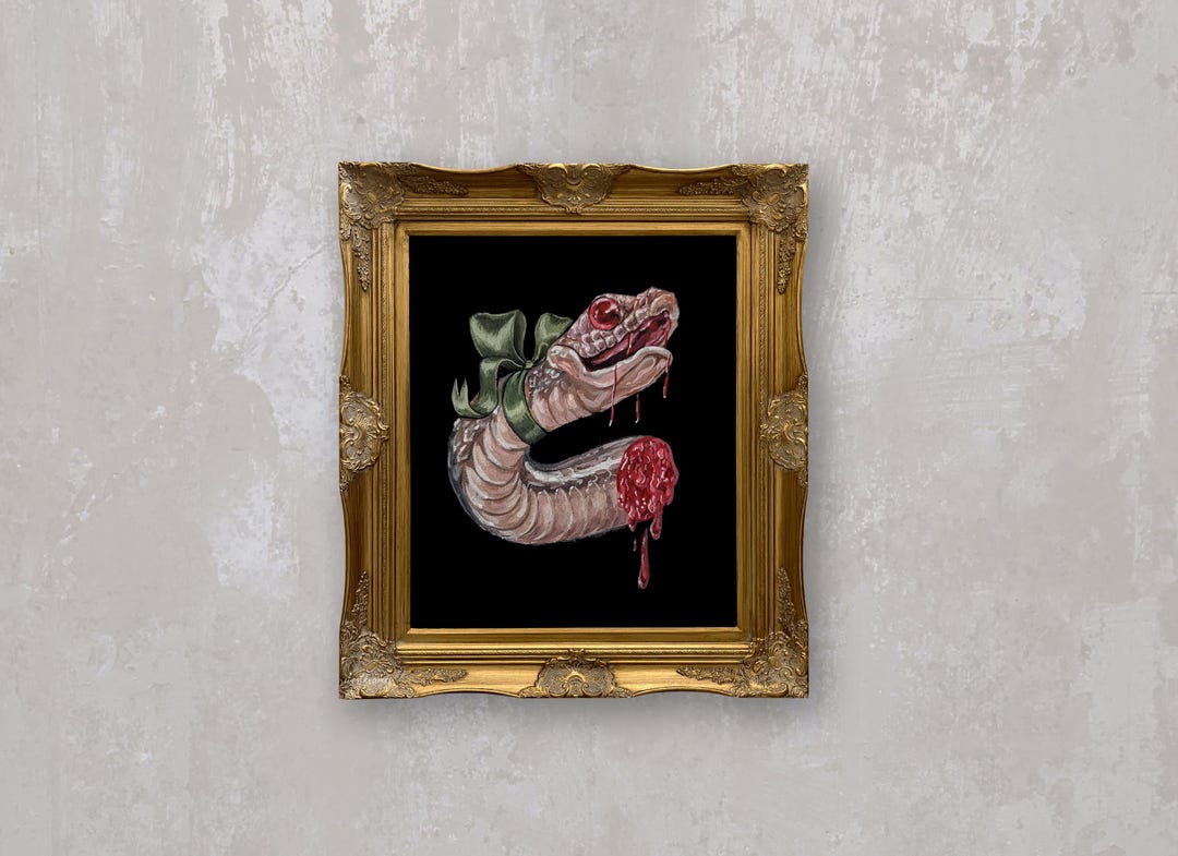 Coquette Gothic Snake With Bow - 5x7inch to 8x10 Inch - Print Only - Etsy