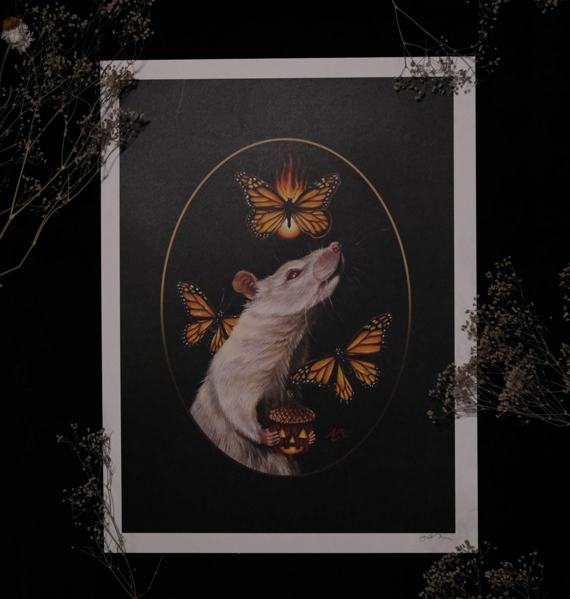 White Rat With Monarch Butterflies Gothic Home Decor - Etsy