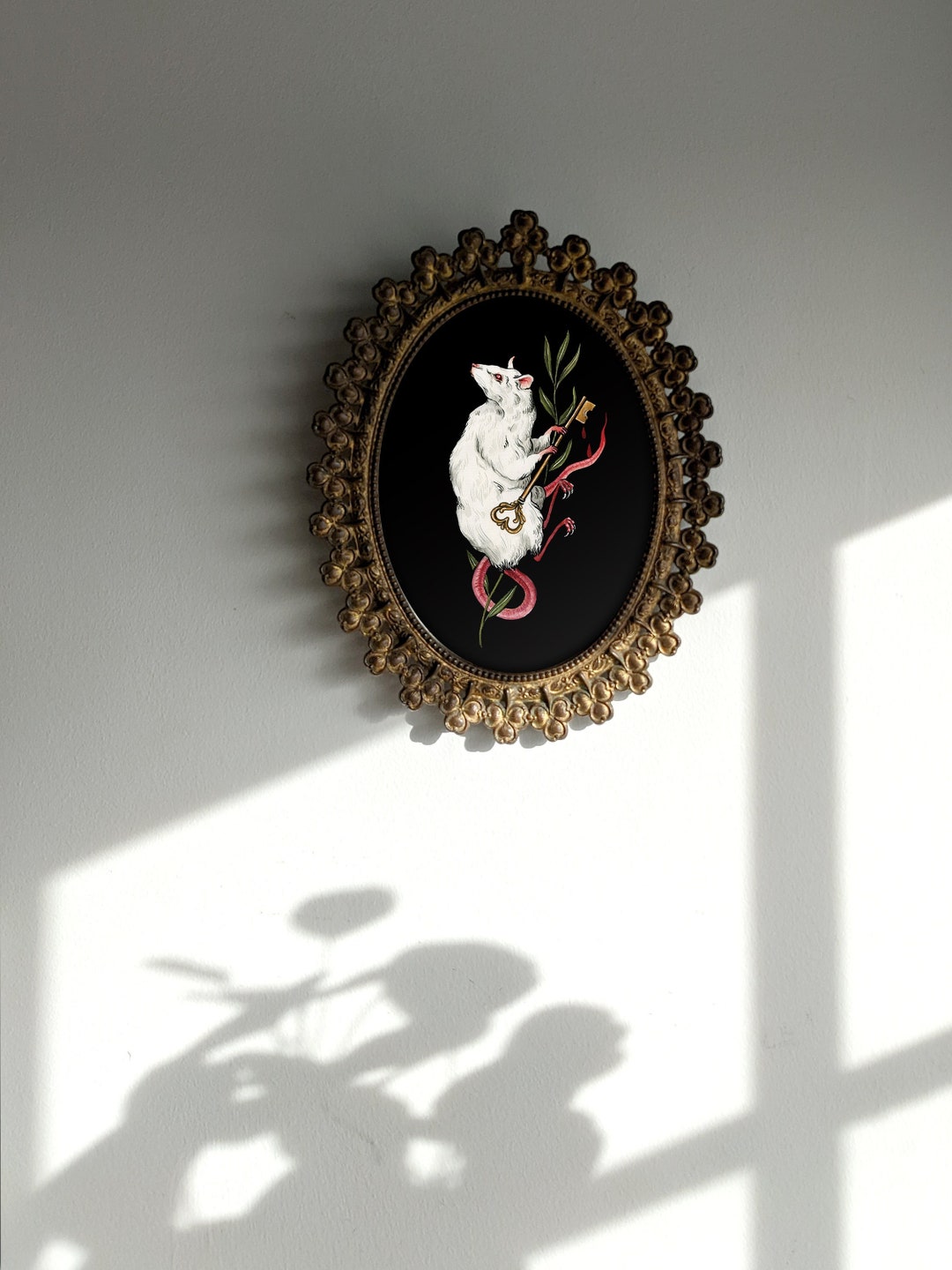 White Rat Illustration Gothic Decor- Giclee Print From Original Hand ...