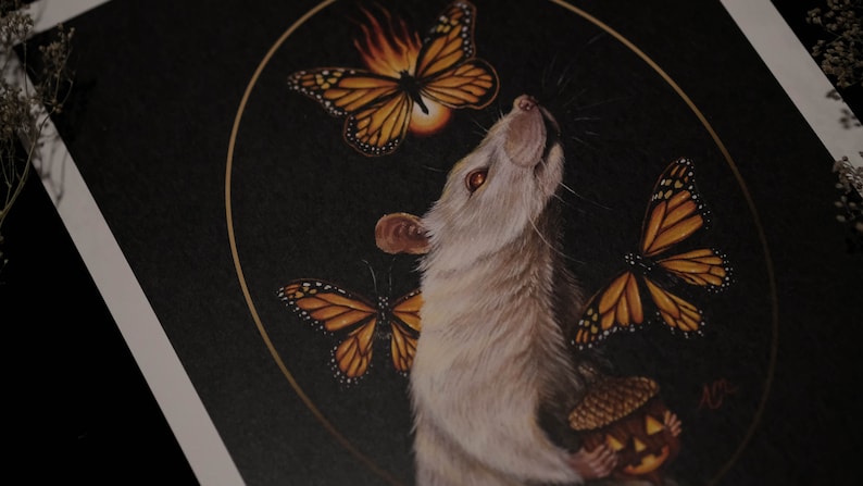 White Rat With Monarch Butterflies Gothic Home Decor - Etsy