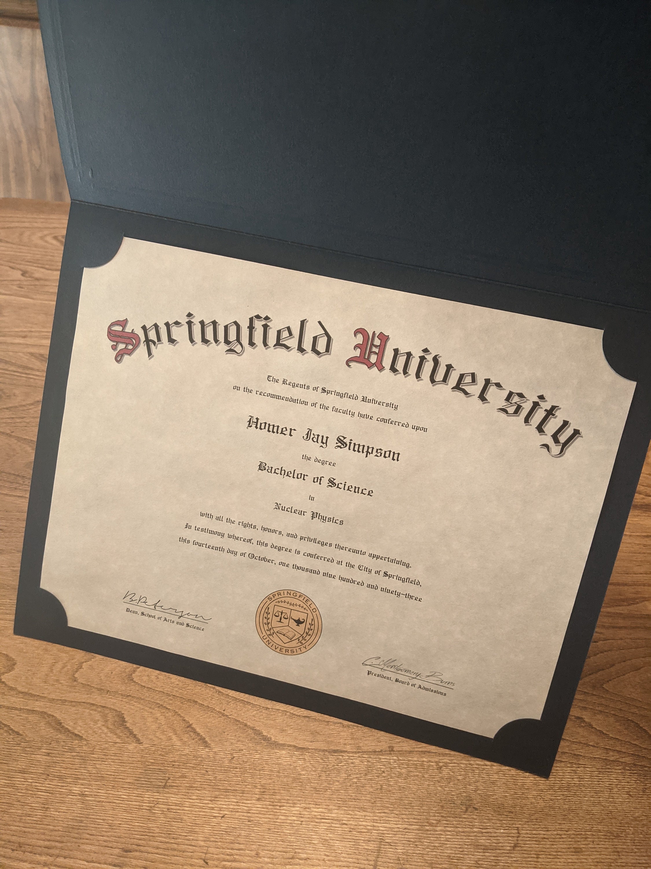 Homer Simpson's Springfield University Degree - the Simpsons (digital ...