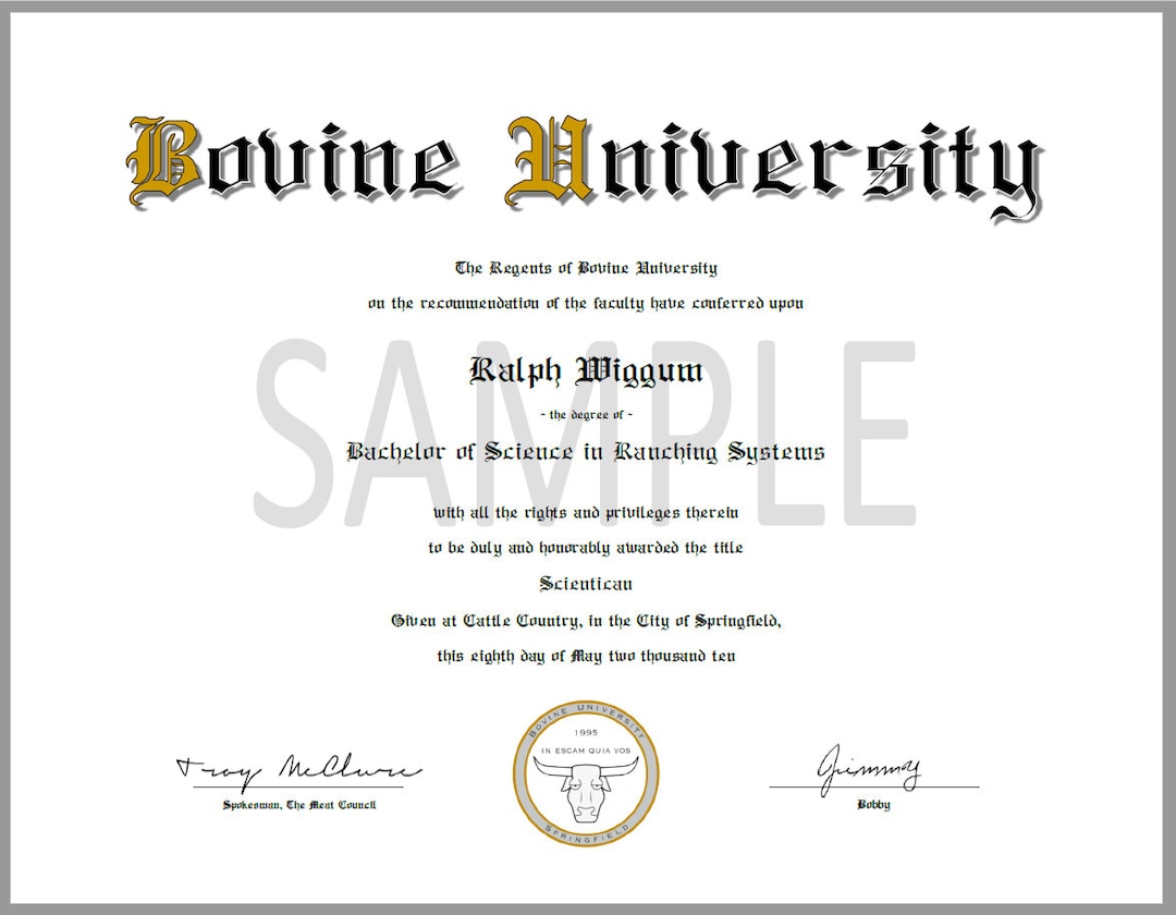 Ralph Wiggum's Bovine University Degree - the Simpsons (digital ...