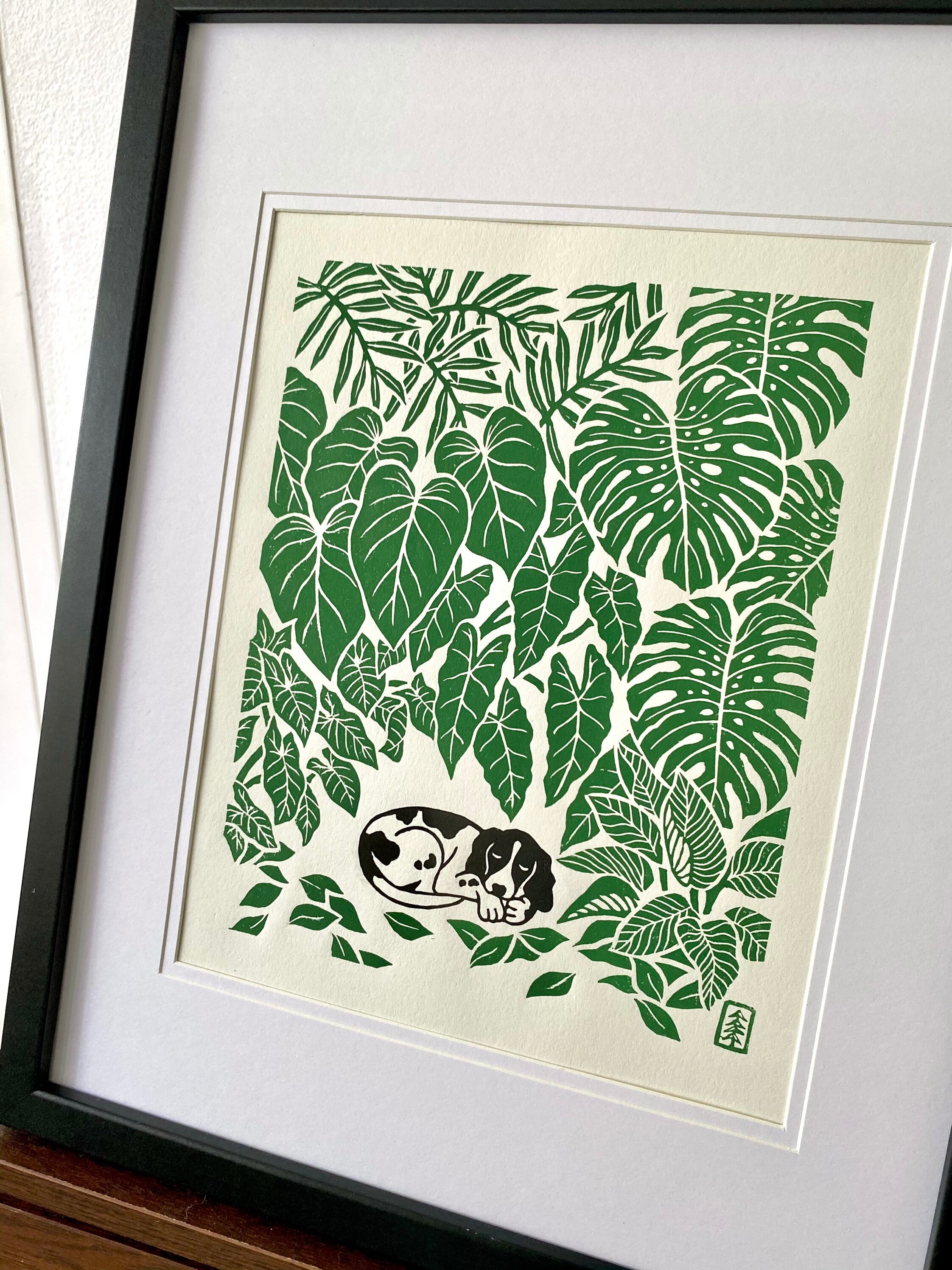 Indoor Jungle Dog Original Lino Art Print Hand Carved - Etsy Australia