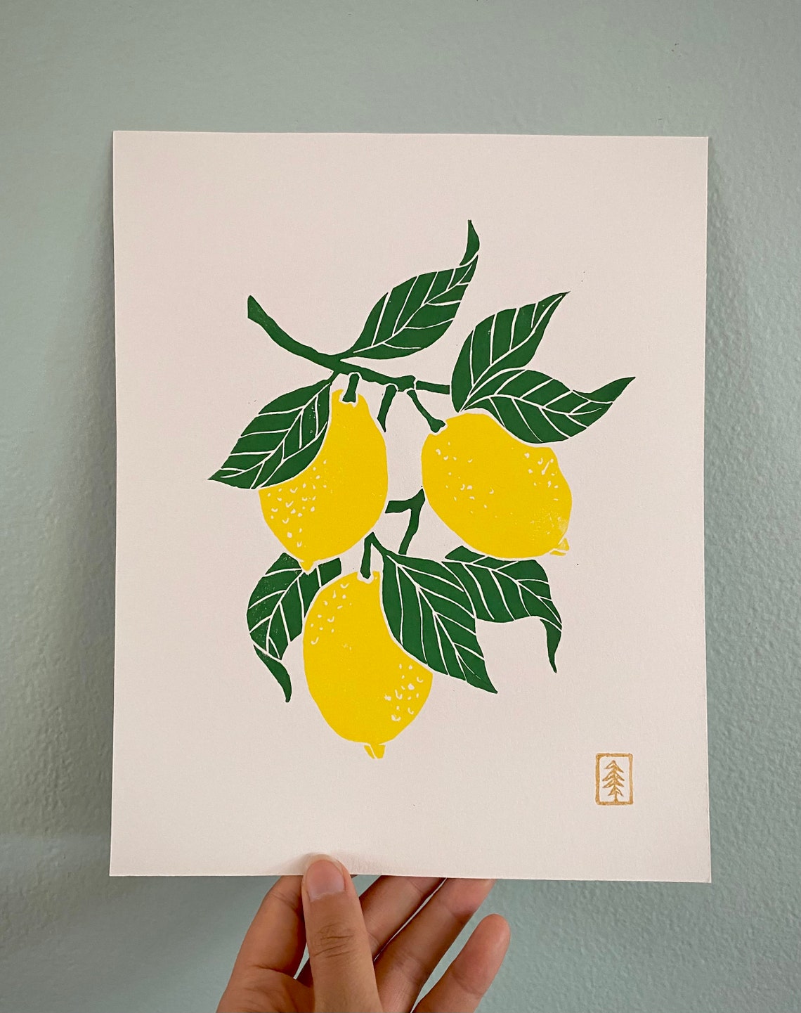 Lemons Original Lino Art Print Hand Carved Botanical | Etsy