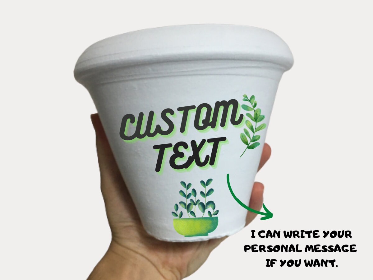Custom Text Flower Pot Personalize Message With Planter | Etsy