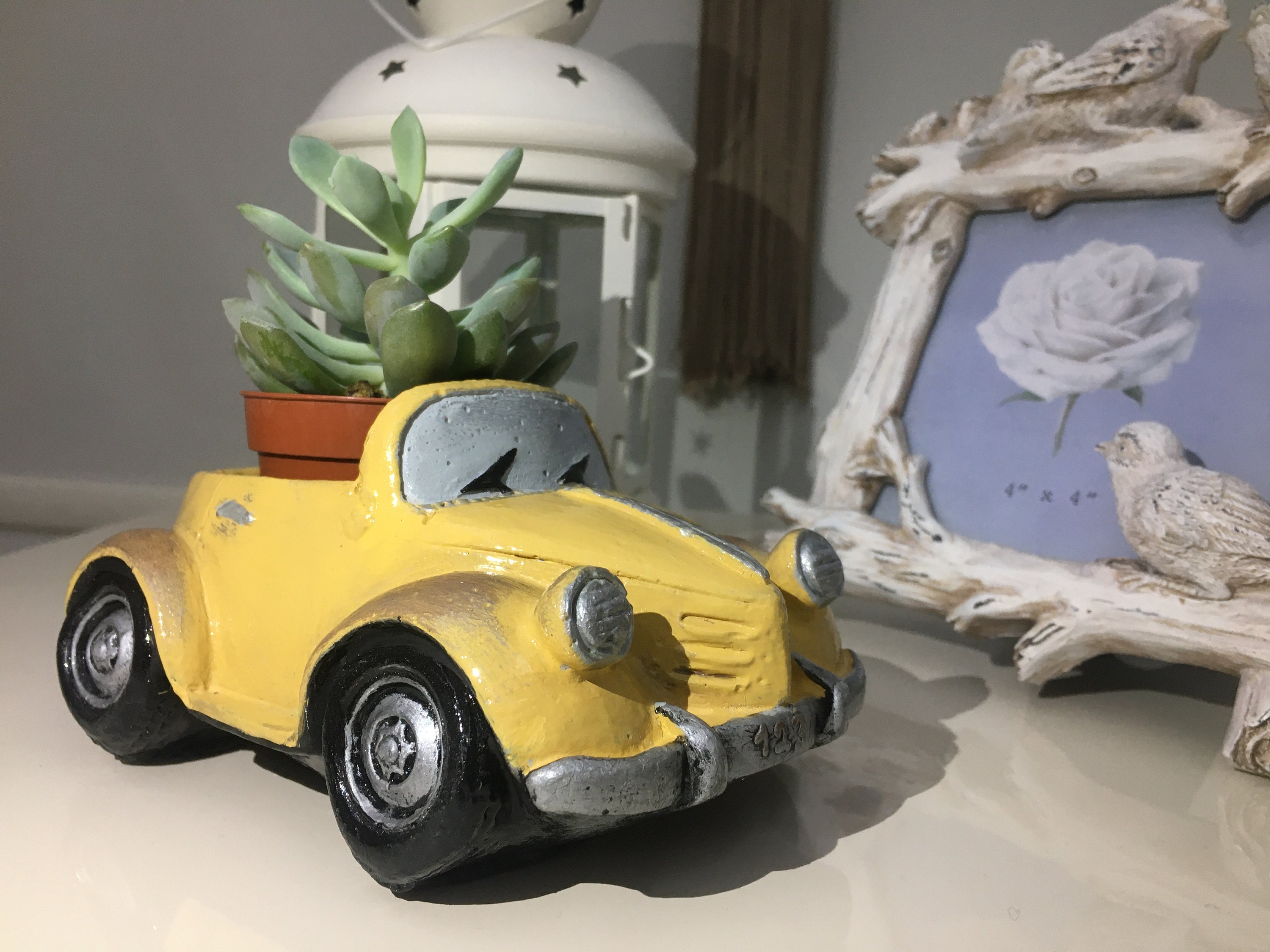 VW Beetle Yellow Succulent Planter | Car Themed Cute Plant Pot | Hand ...