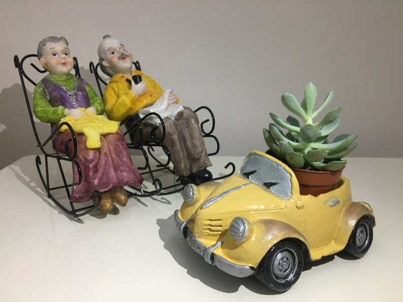 VW Beetle Yellow Succulent Planter | Car Themed Cute Plant Pot | Hand ...
