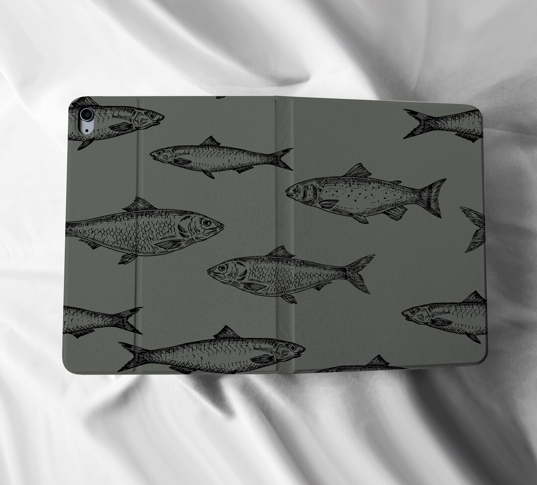 Fish Art iPad Flip Personalised Custom Name Apple Pencil Holder Case ...