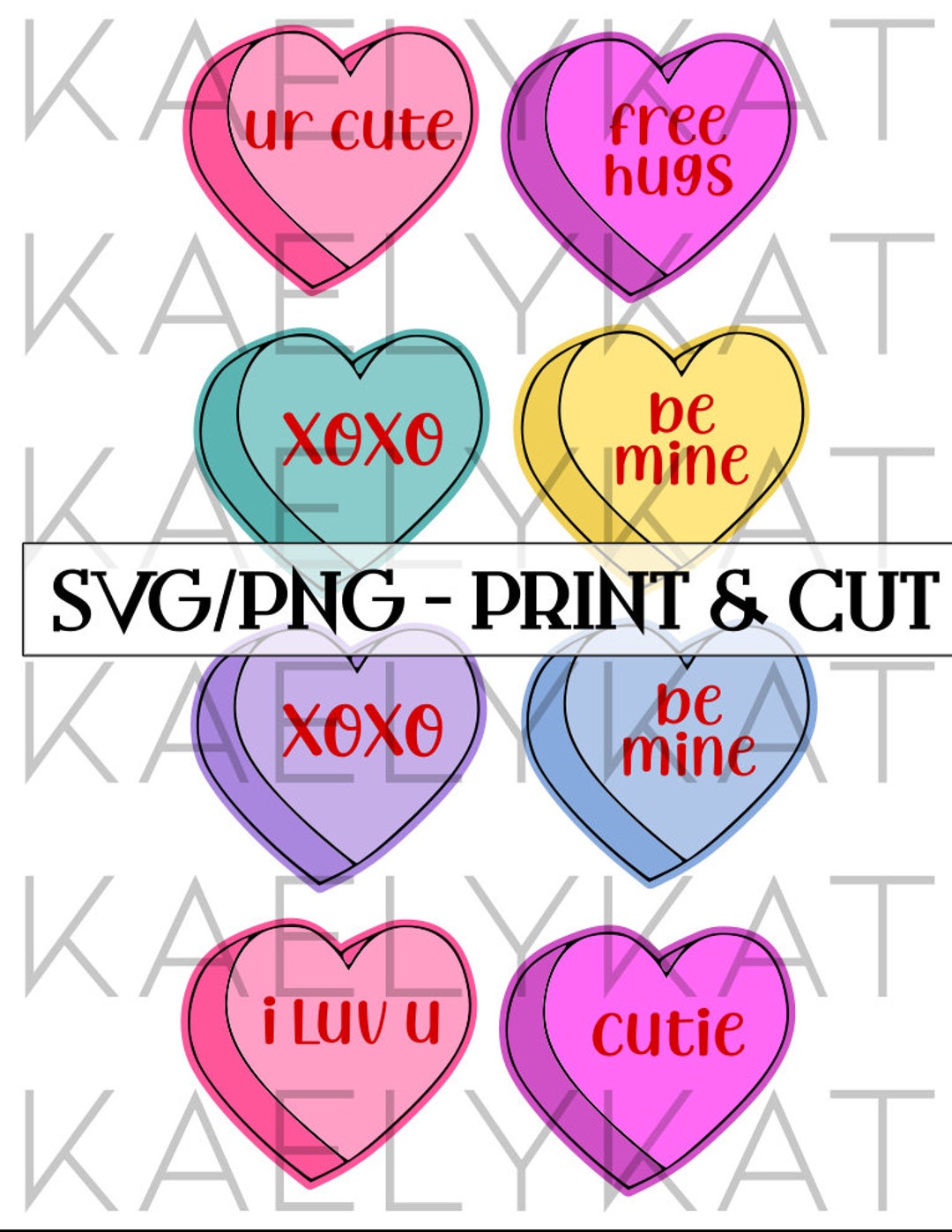 Valentines Conversation Hearts SVG and PNG Design Download - Etsy