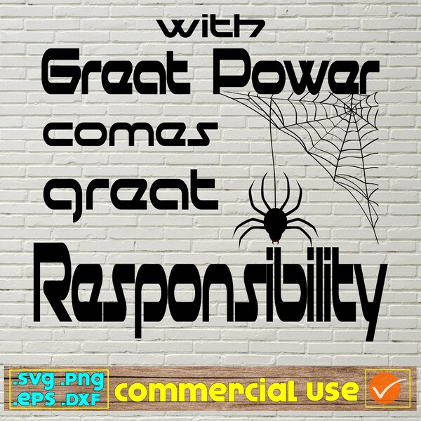 Spiderman Poster With Great Power Comes Great Responsibility - Etsy