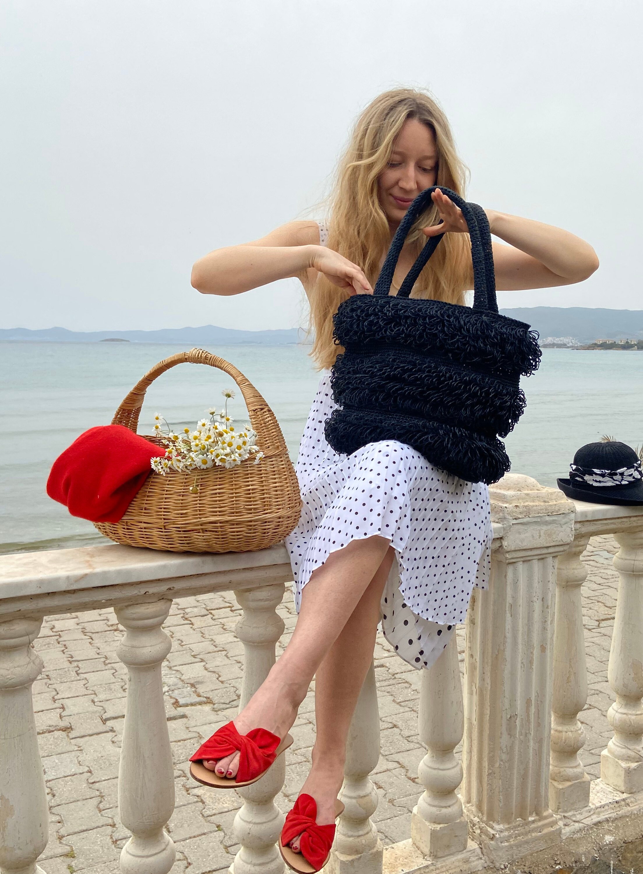 Derya Oversize Beach Tote. Summer Xl Tote. Black Raffia Bag, Slouchy ...