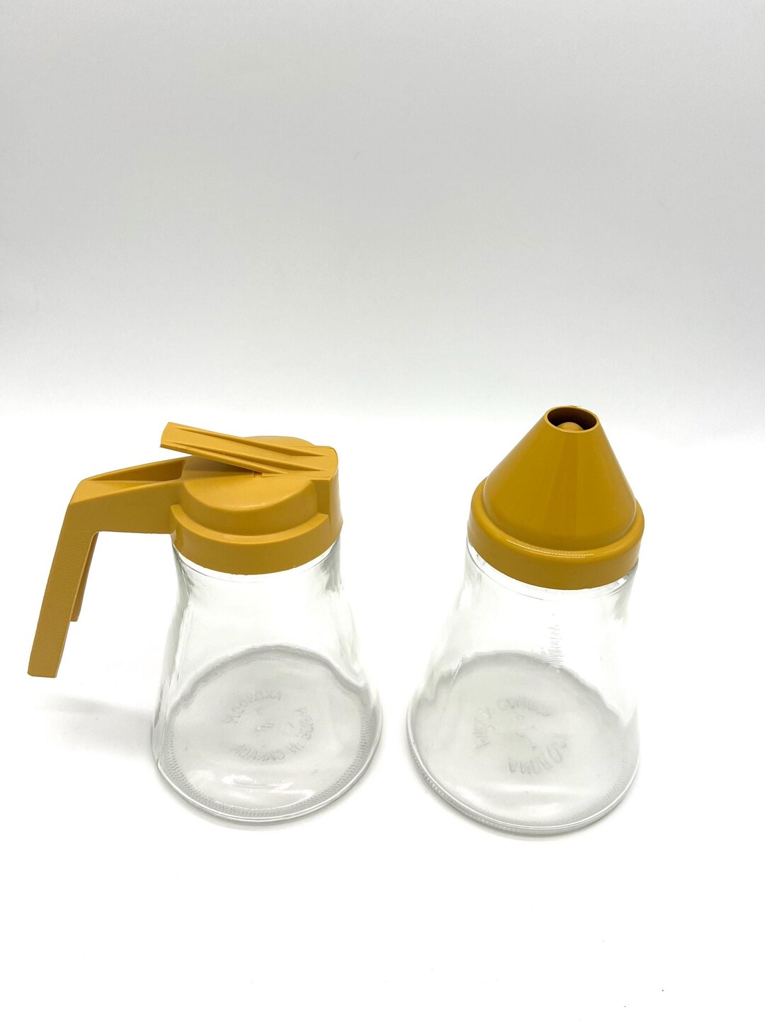 Golden Yellow Glass Syrup Dispenser and Sugar Meter Server Mid Century ...