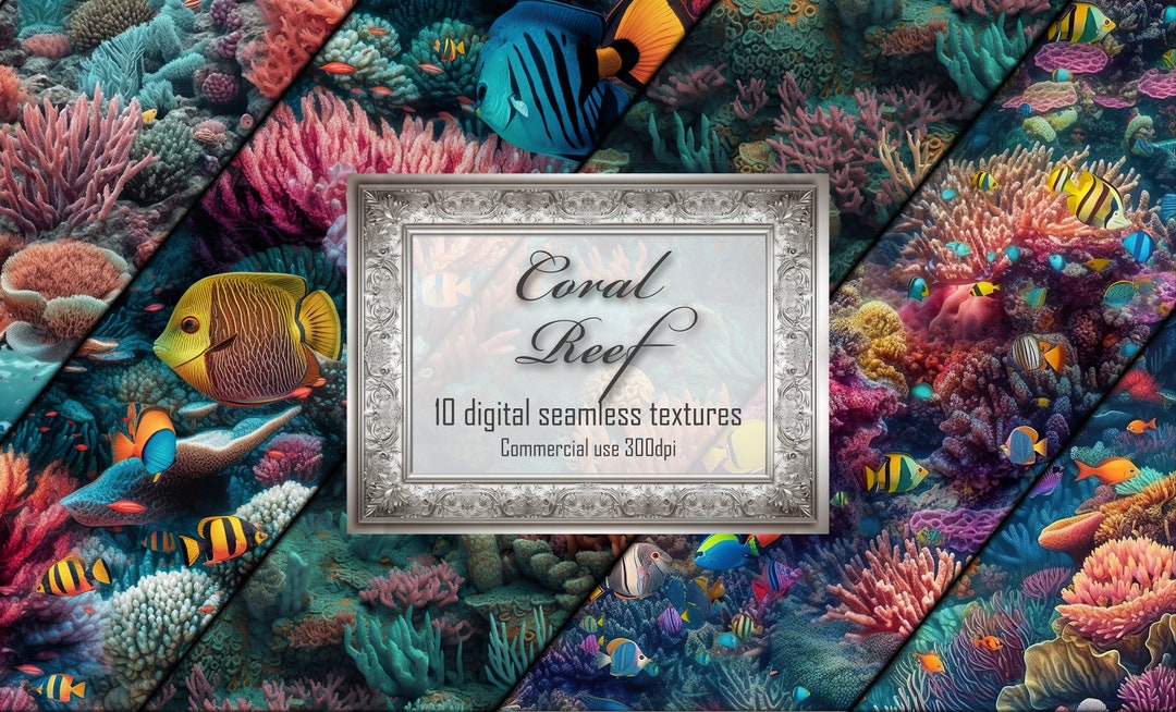 Seamless Coral Reef Digital Paper Seamless, Textures for Fish Tank or ...
