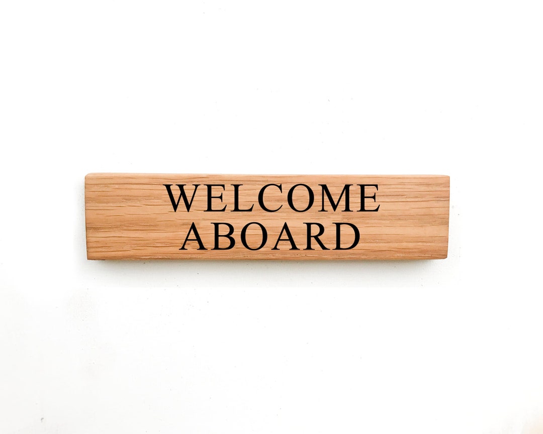 Wooden Classic Rustic Farmhouse WELCOME ABOARD Sign Plaque for Business ...