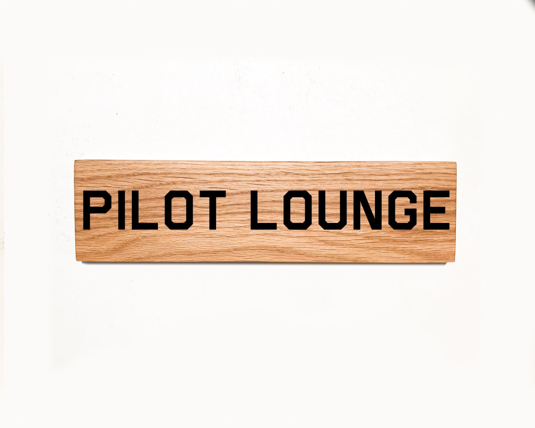 Wooden Engraved Minimalistic Classic Farmhouse PILOT LOUNGE - Etsy