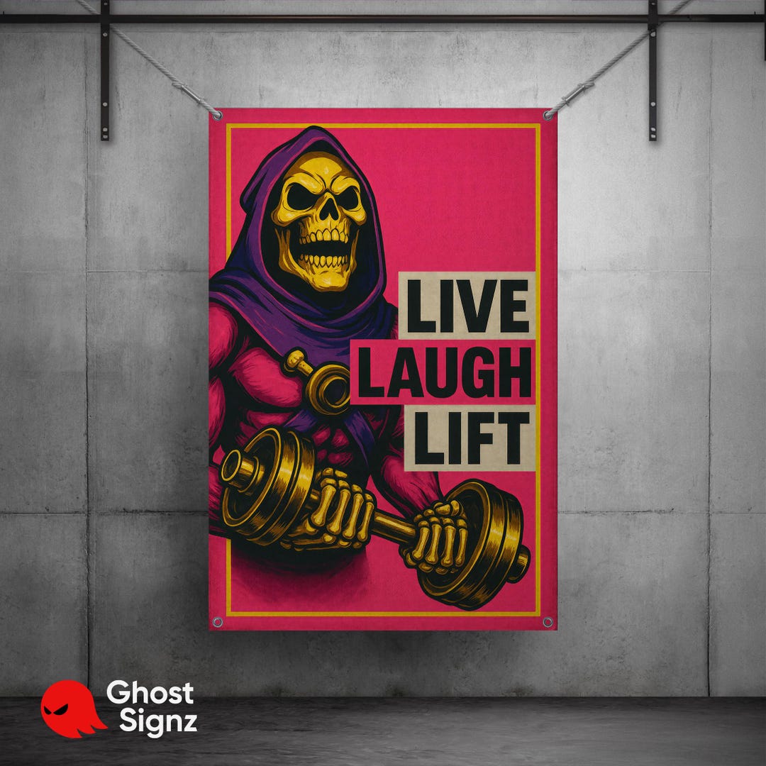 Angry Skeletor Gym Poster – Live Laugh Lift | Funny He-man Banner Sign ...