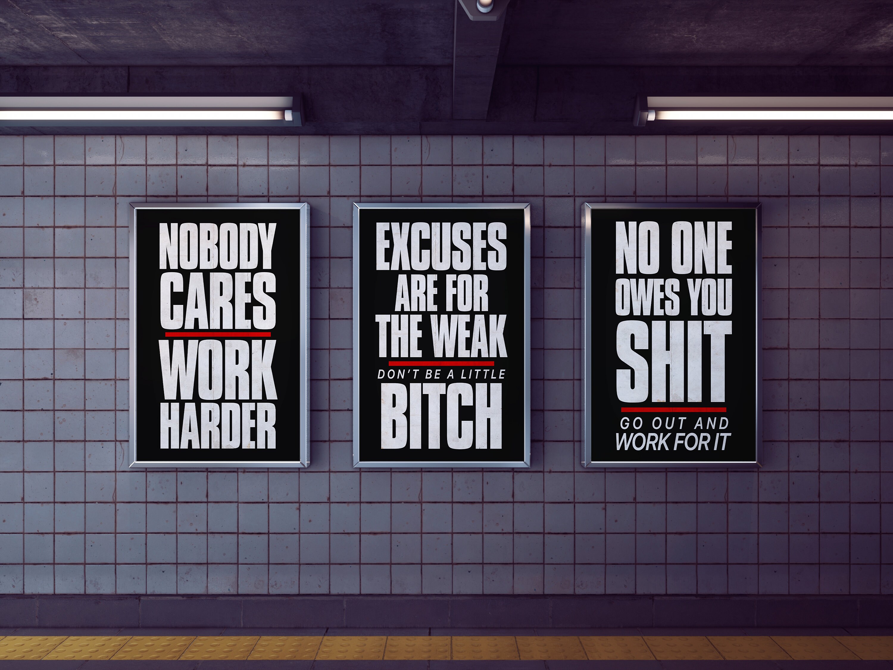 Home Gym Poster Set of 3 Fitness Training Wall Art Nobody - Etsy