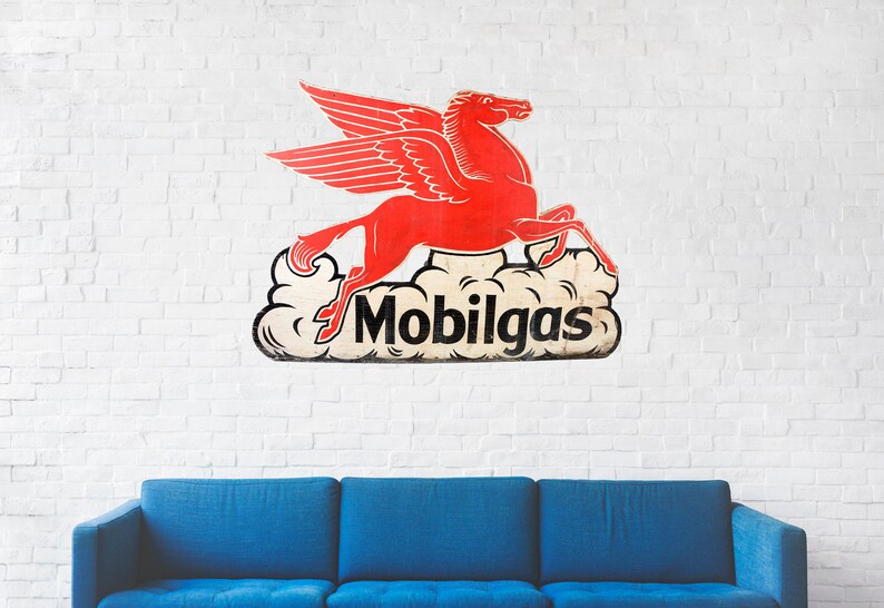 Mobilgas Pegasus Shell Gasoline Retro Circle Wall Vinyl Decal | Etsy