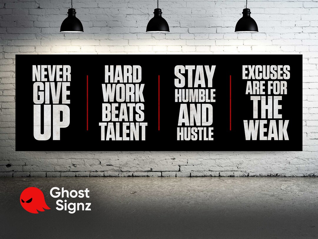 Motivational Multi-quote Home Gym Banner - Family Name Decor - Large ...