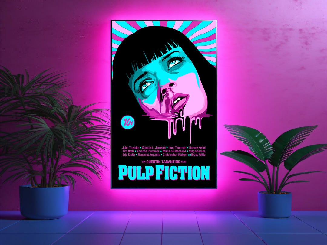 Pulp Fiction Movie Poster: Uma Thurman Overdose, Neon Pop Art - Etsy