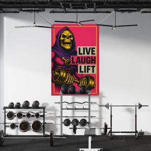 Angry Skeletor Gym Poster – Live Laugh Lift | Funny He-man Banner Sign ...