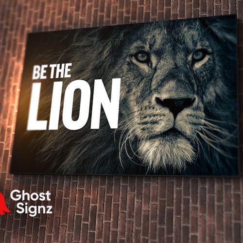Be the Lion Banner Home Gym Decor Large Motivational Quote - Etsy