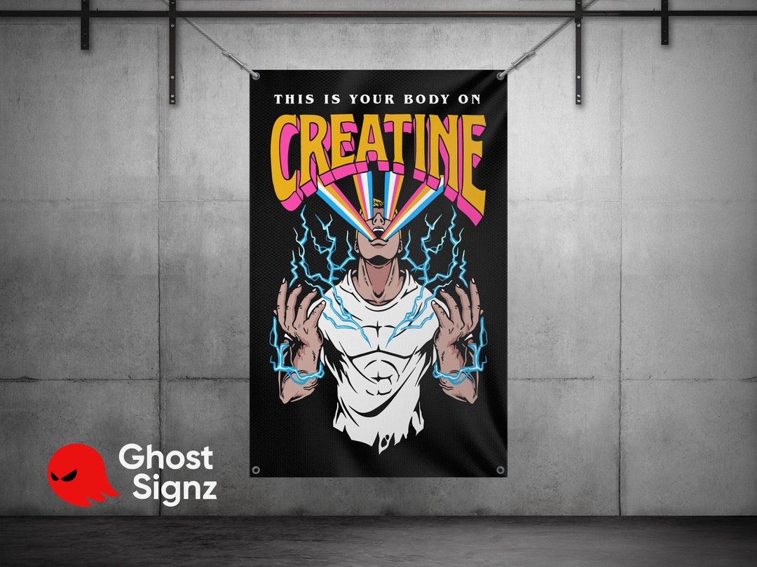 This is Your Body on Creatine Home Gym Vinyl Banner - Vertical Wall Art ...