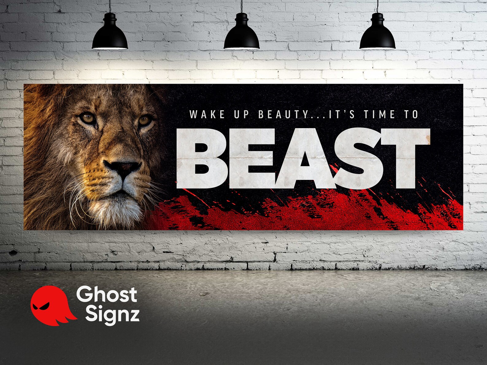 Home Gym Beast Lion Wall Banner Garage Poster Art Fitness - Etsy