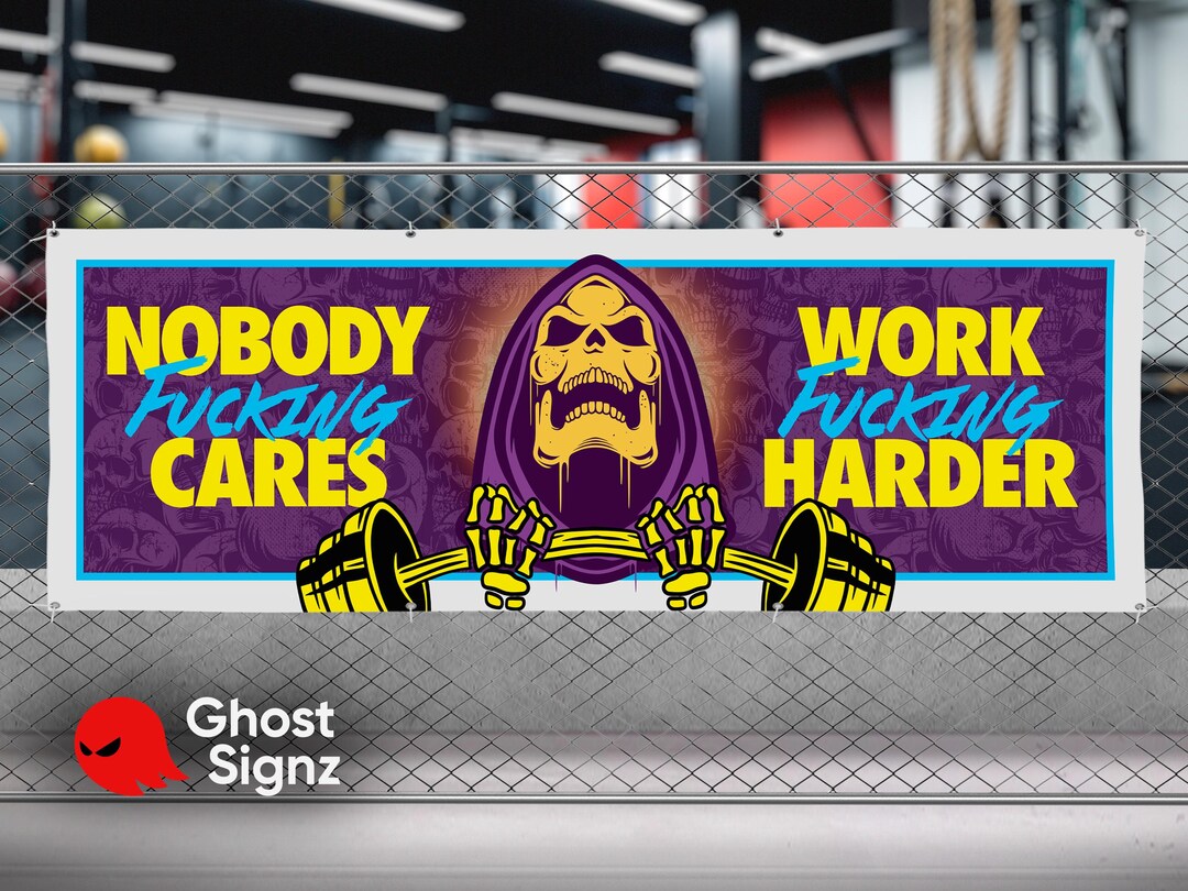 Angry Skeletor Laughing Home Gym Banner - Poster Sign Print - Nobody Fu ...