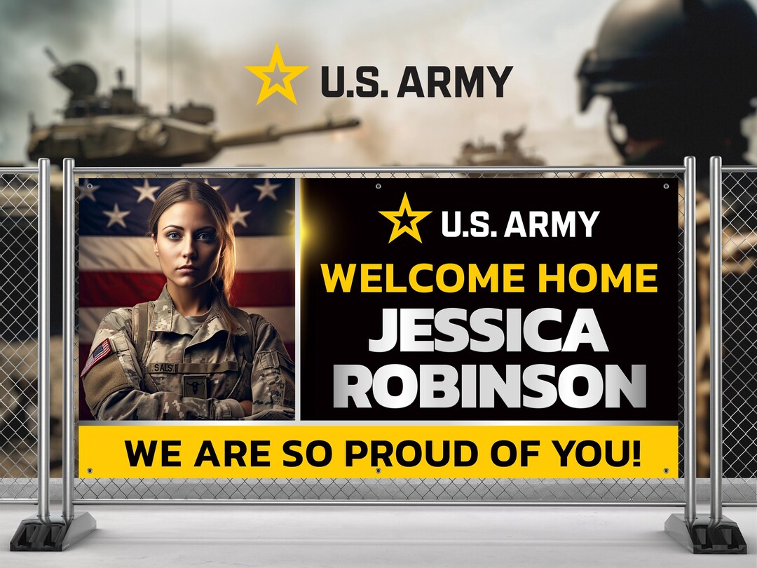 U.S. Army Welcome Home Banner - Custom Photo, Official Army Colors ...