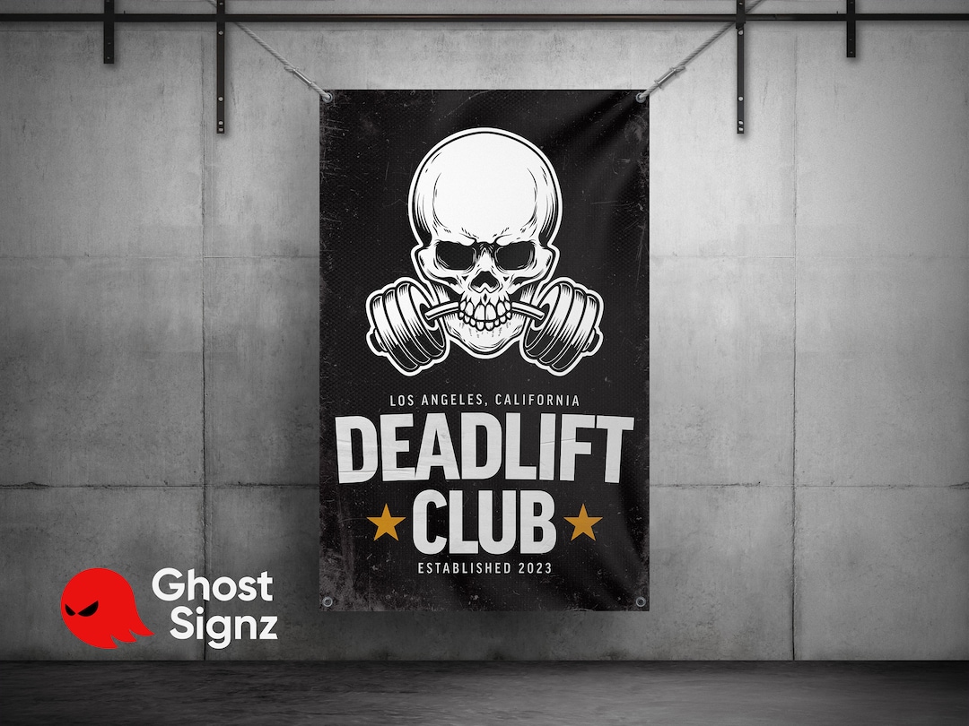 Custom Home Gym Vinyl Banner - Deadlift Club Personalized City Sign ...