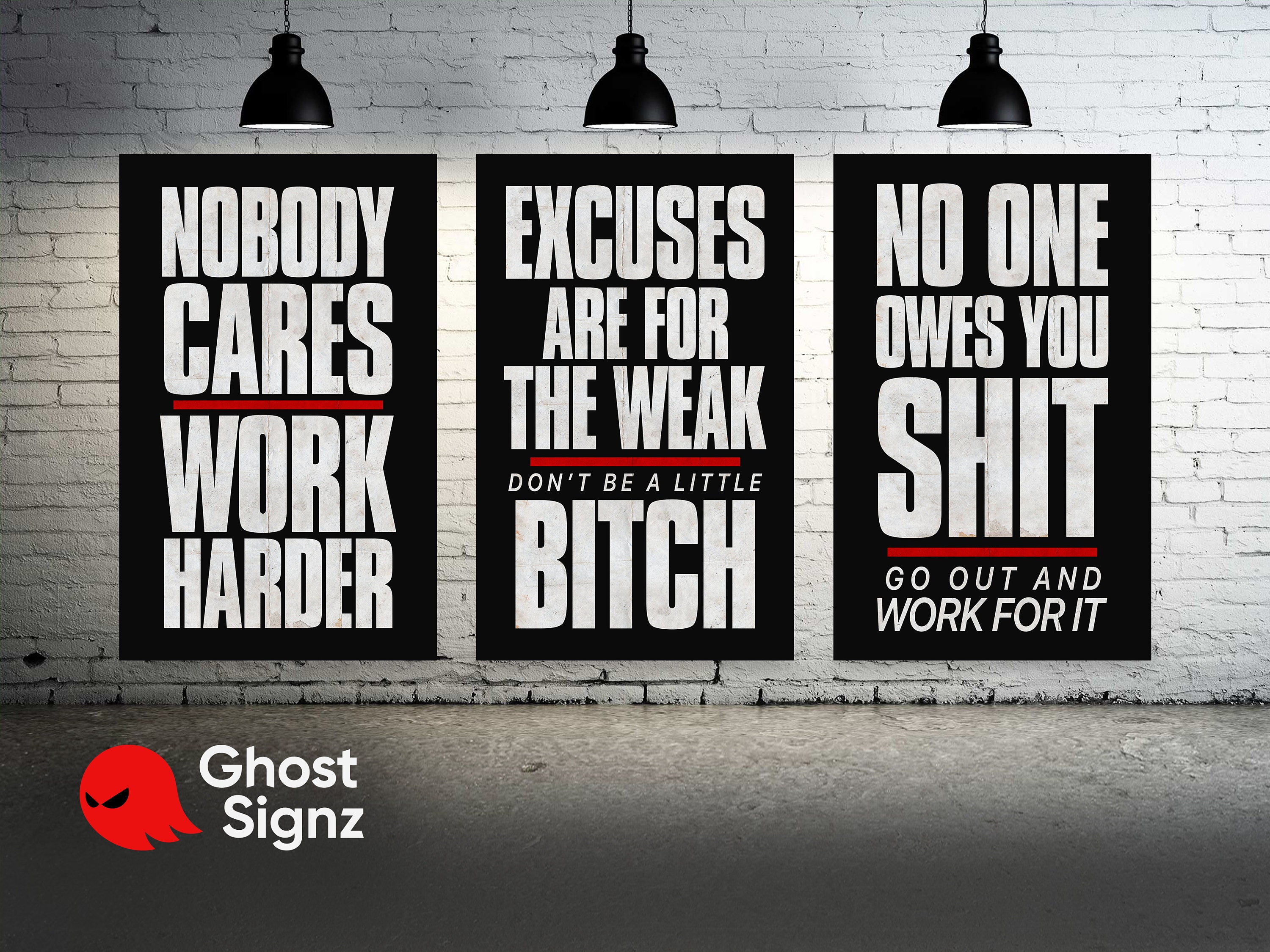 Home Gym Poster Set of 3 Fitness Training Wall Art Nobody - Etsy