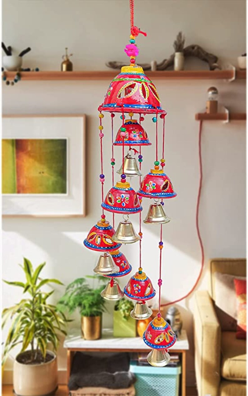 Handcrafted Multicolour Round Bell Wind Chime for Indoor & - Etsy