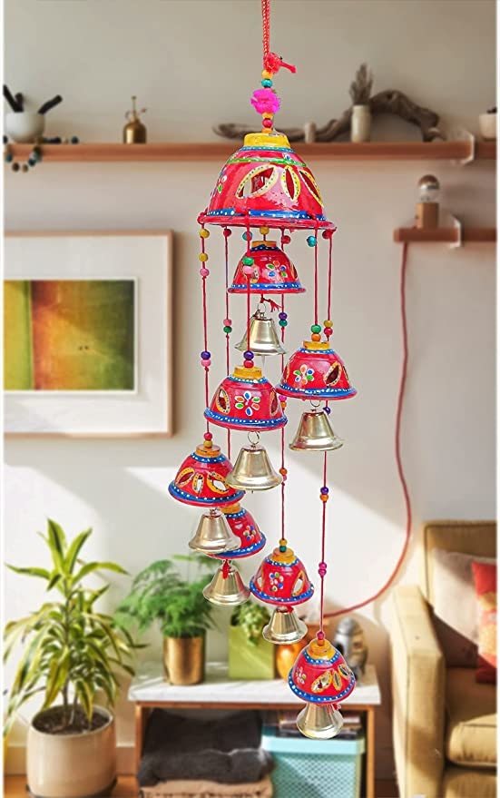 Handcrafted Multicolour Round Bell Wind Chime for Indoor & - Etsy