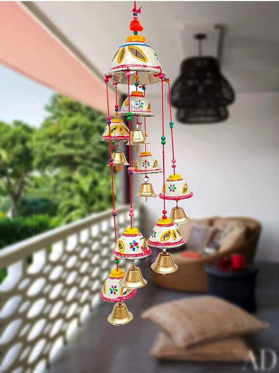 Handcrafted Multicolour Round Bell Wind Chime for Indoor & - Etsy