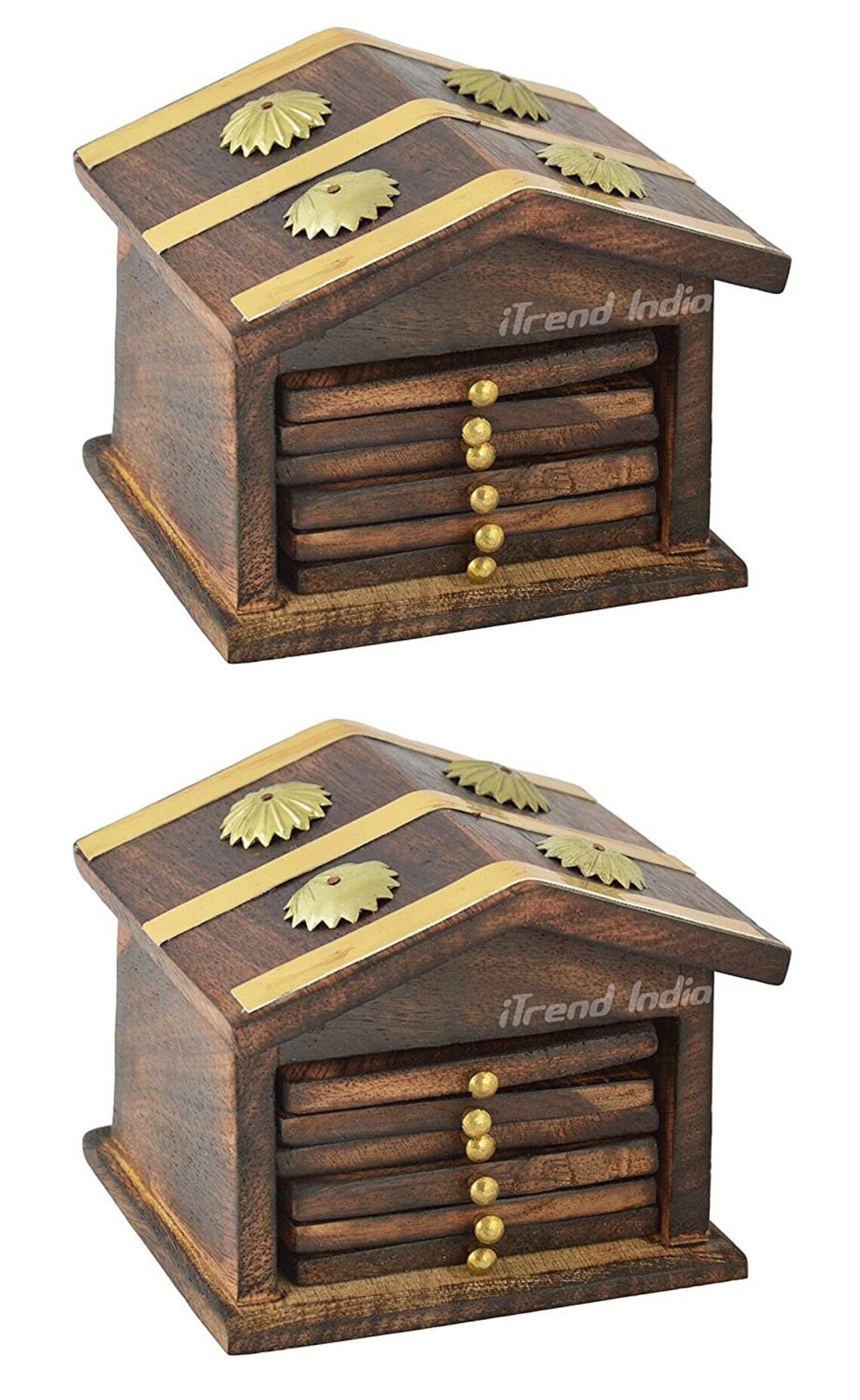 Wooden Coaster With Hut Shape Stand for Dining Table Office - Etsy UK