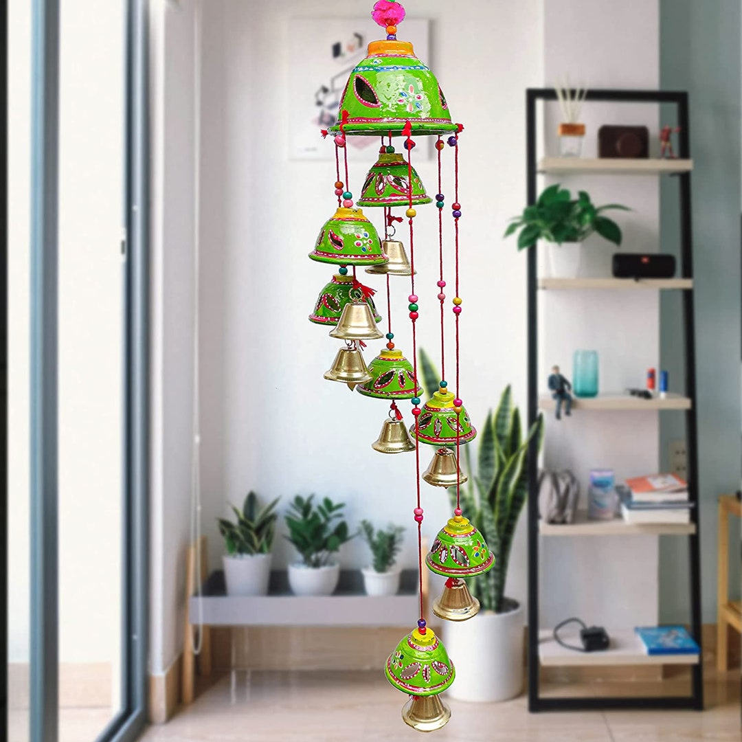 Handcrafted Multicolour Round Bell Wind Chime for Indoor & Outdoor ...