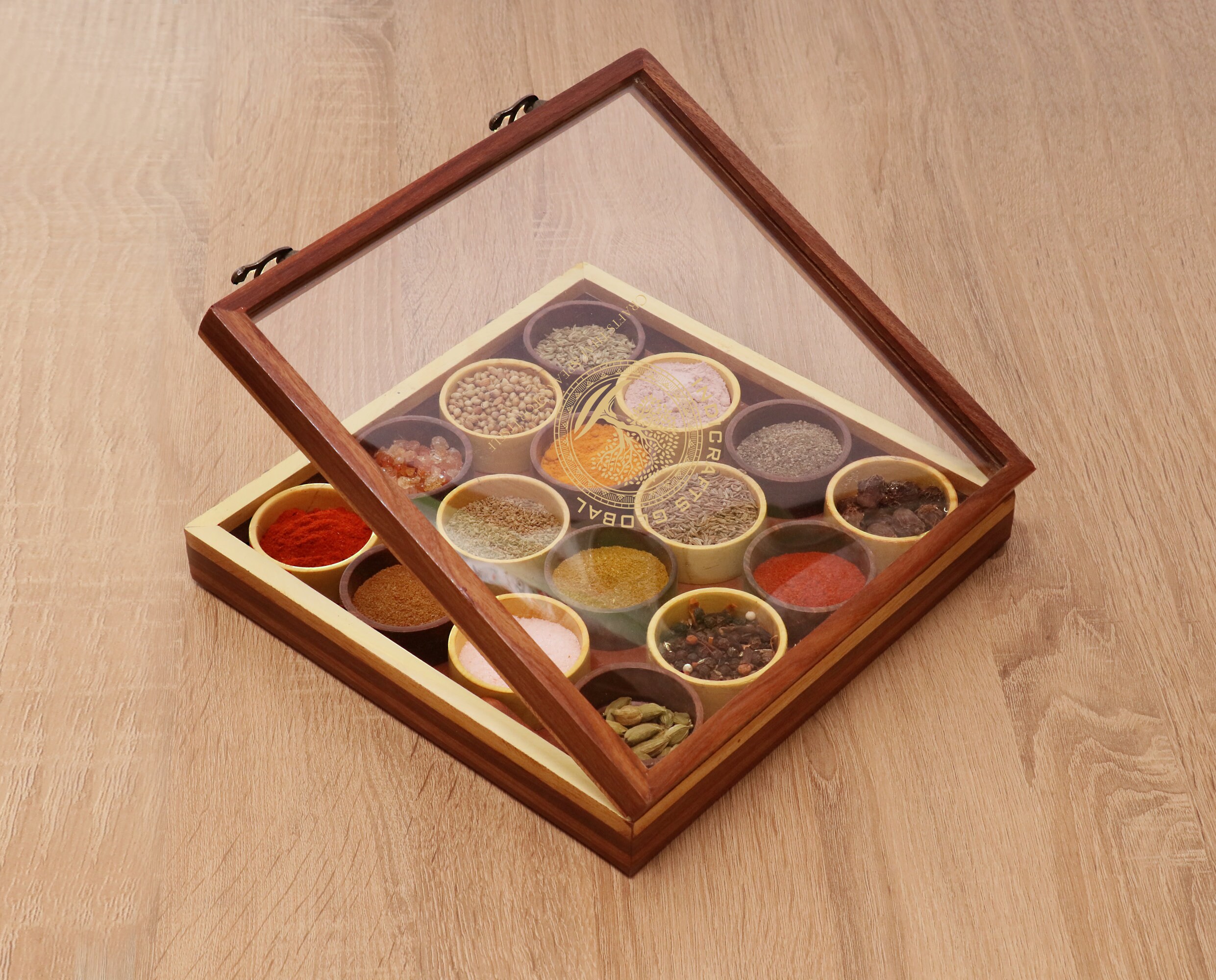Dual-tone Wooden Handcrafted Spice Box/ Masala Dabba Dual Tone - Etsy UK