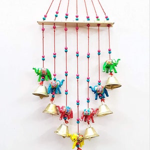 Handcrafted Multicolour Elephant Wind Chime for Indoor & - Etsy